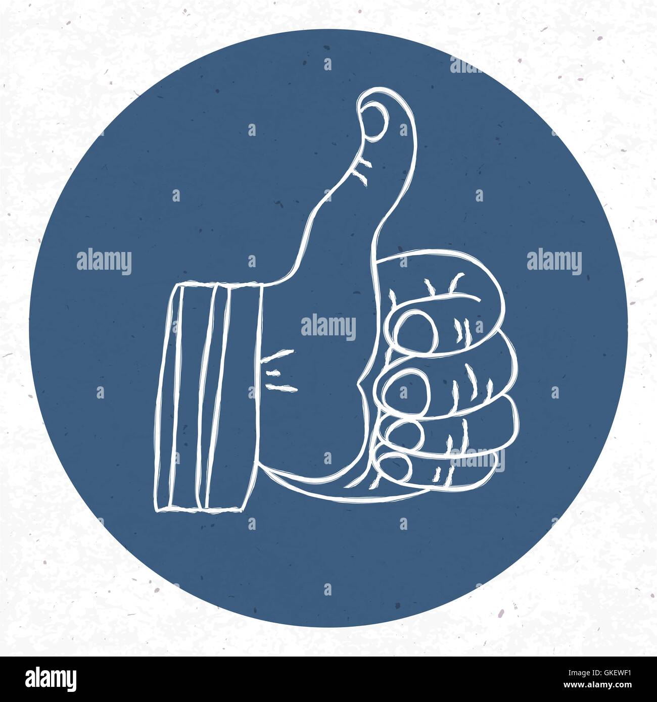 Thumb up Symbol Hand-drawn on Paper Textured Background in Blue Stock ...