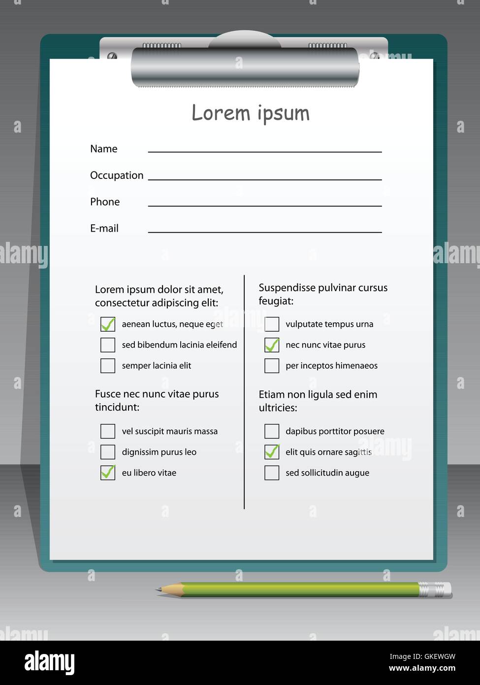 Questionnaire template hi-res stock photography and images - Alamy