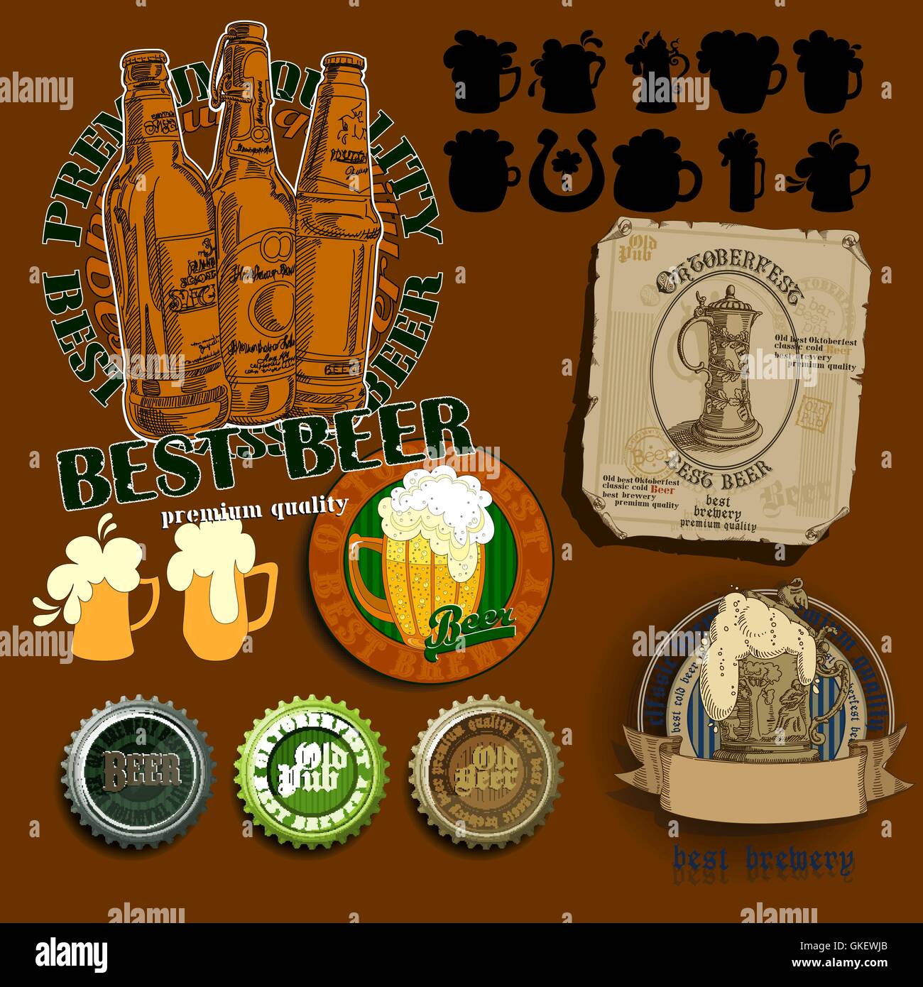 set of beer elements Stock Vector Image & Art - Alamy