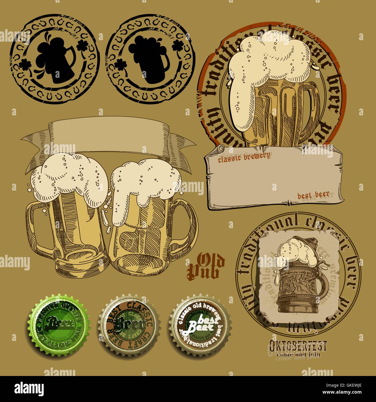 set of beer elements Stock Vector Image & Art - Alamy