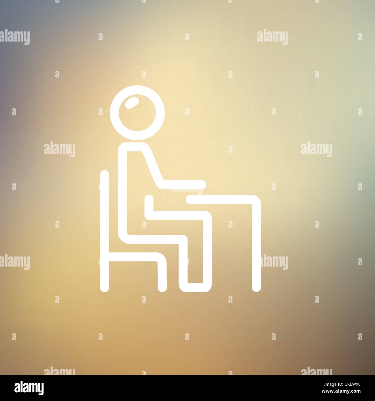 Student sitting on a chair in front of his table thin line icon Stock ...