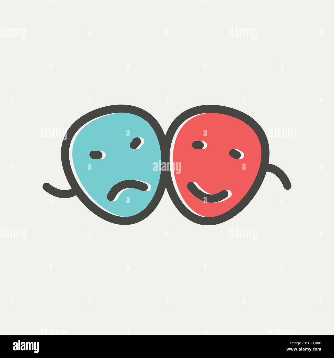 Happy sad mask illustration icon hi-res stock photography and images ...
