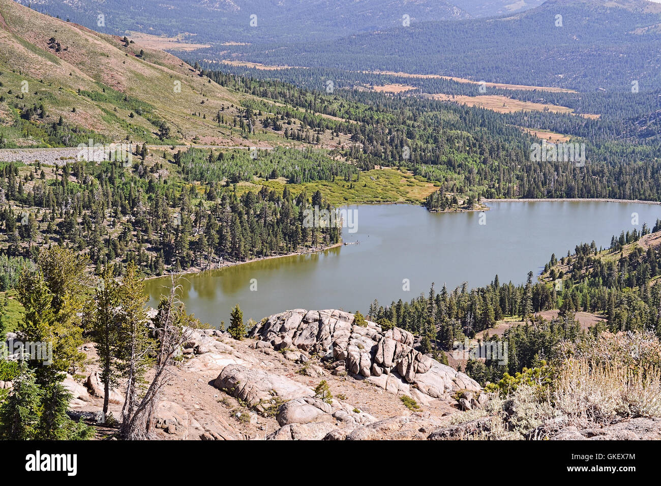 Sierra Nevada's Red Lake at mid-day in the summer, from Frog Lake ...