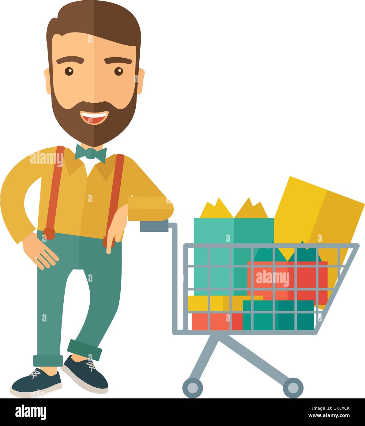 Man with shopping cart Stock Vector Image & Art - Alamy