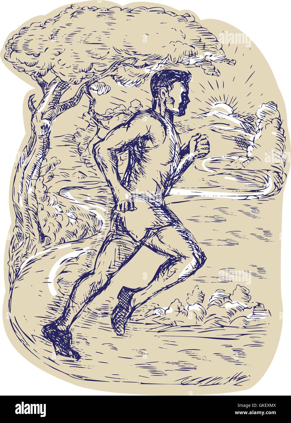 Marathon Runner Running Drawing Stock Vector Image & Art - Alamy