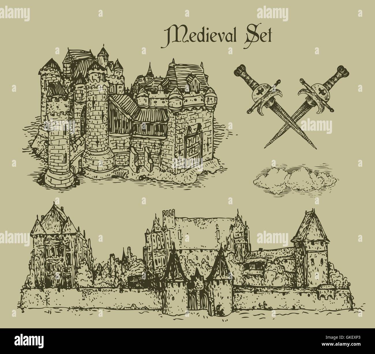 Medieval style architecture Stock Vector Images - Alamy