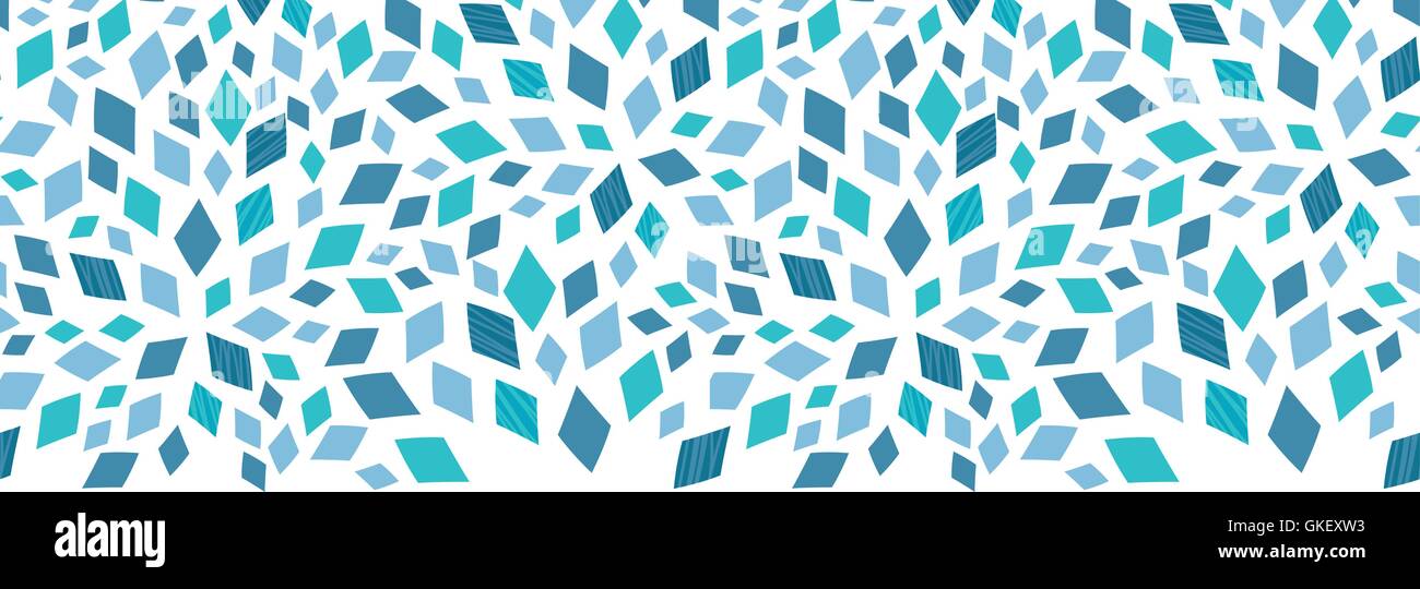 Vector blue mosaic texture horizontal border seamless pattern ...