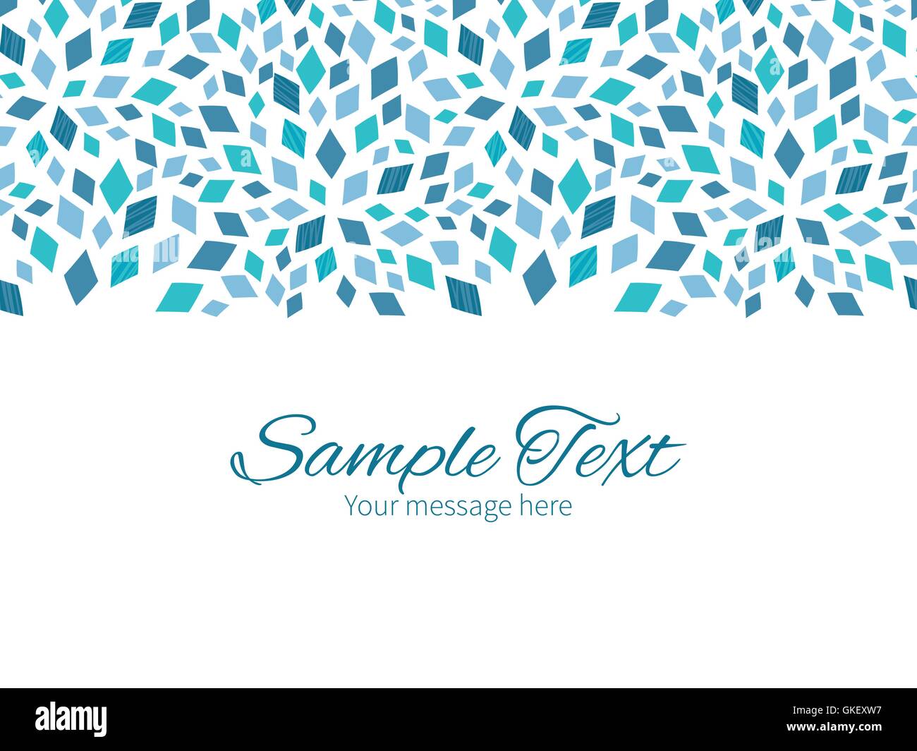 Vector blue mosaic texture horizontal border greeting card invitation ...