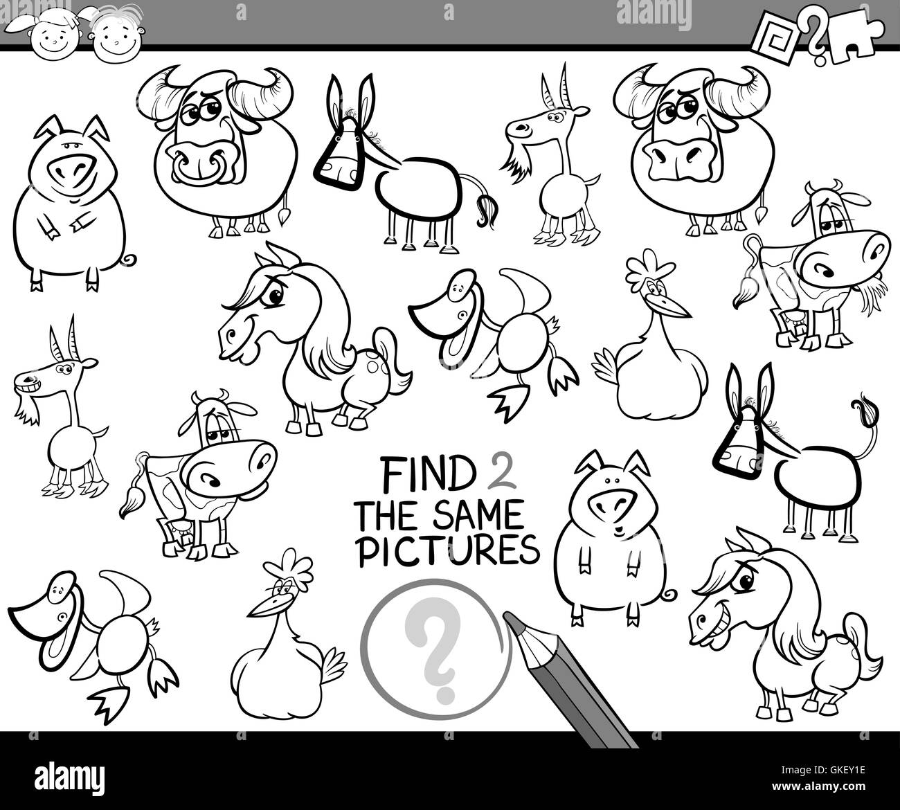 find same pictures game cartoon Stock Vector Image & Art - Alamy