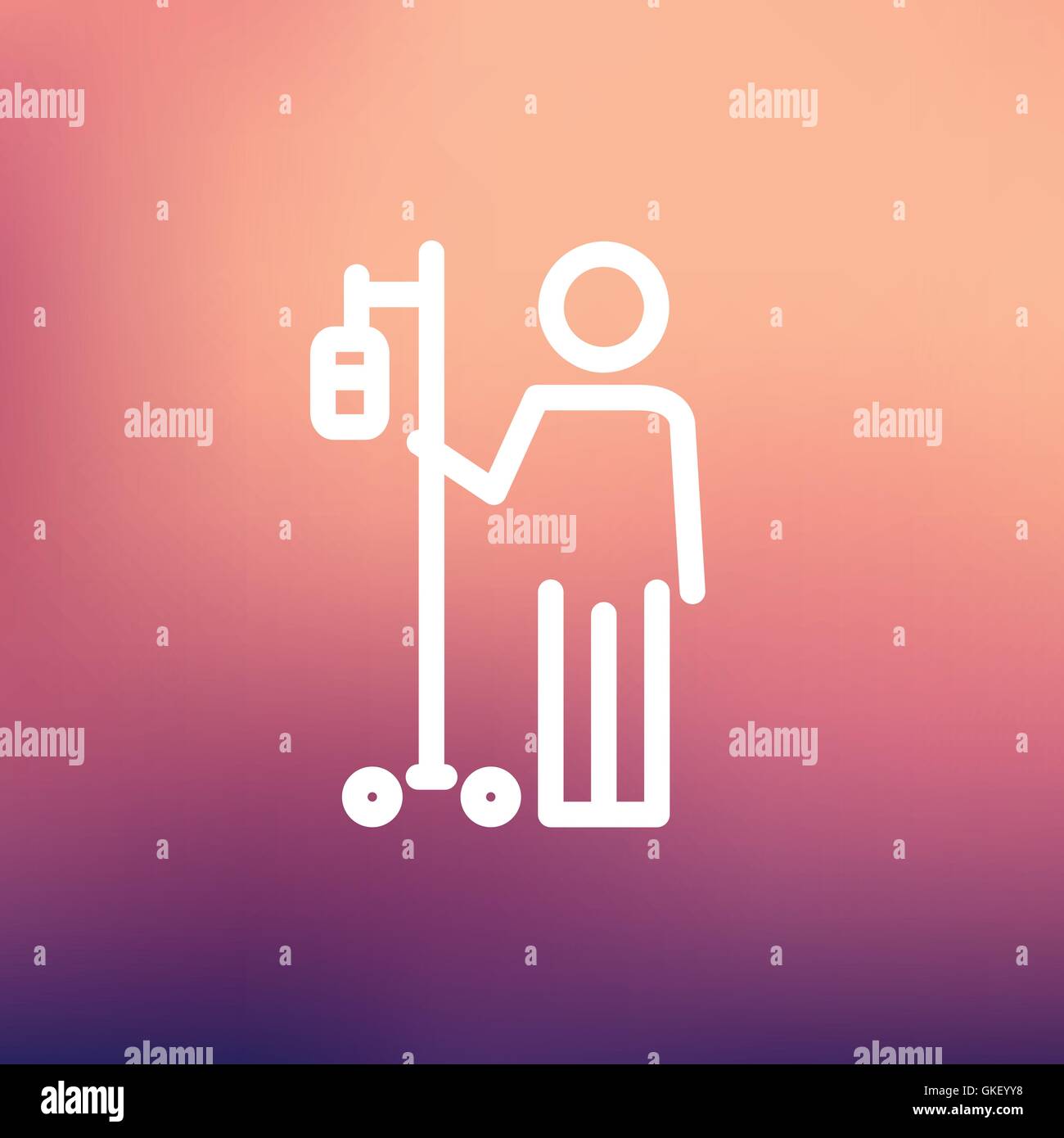 Patient standing with intravenous saline solution thin line icon Stock ...