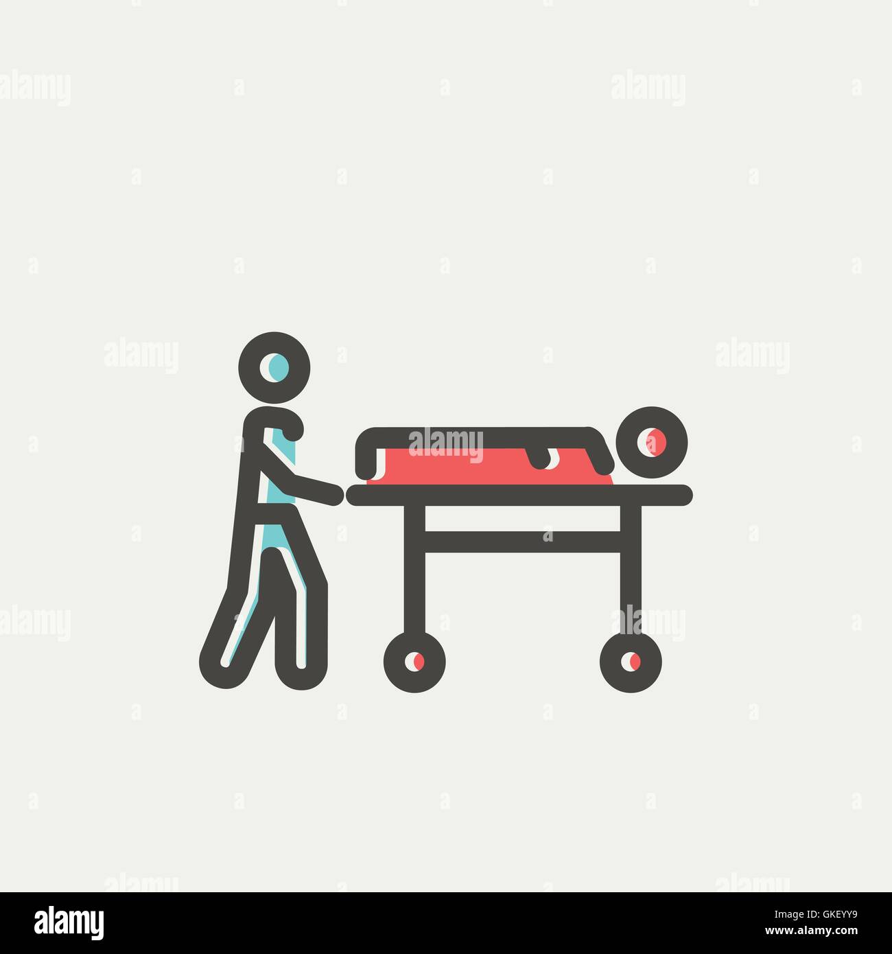 Man pushing the stretcher with sick person thin line icon Stock Vector ...