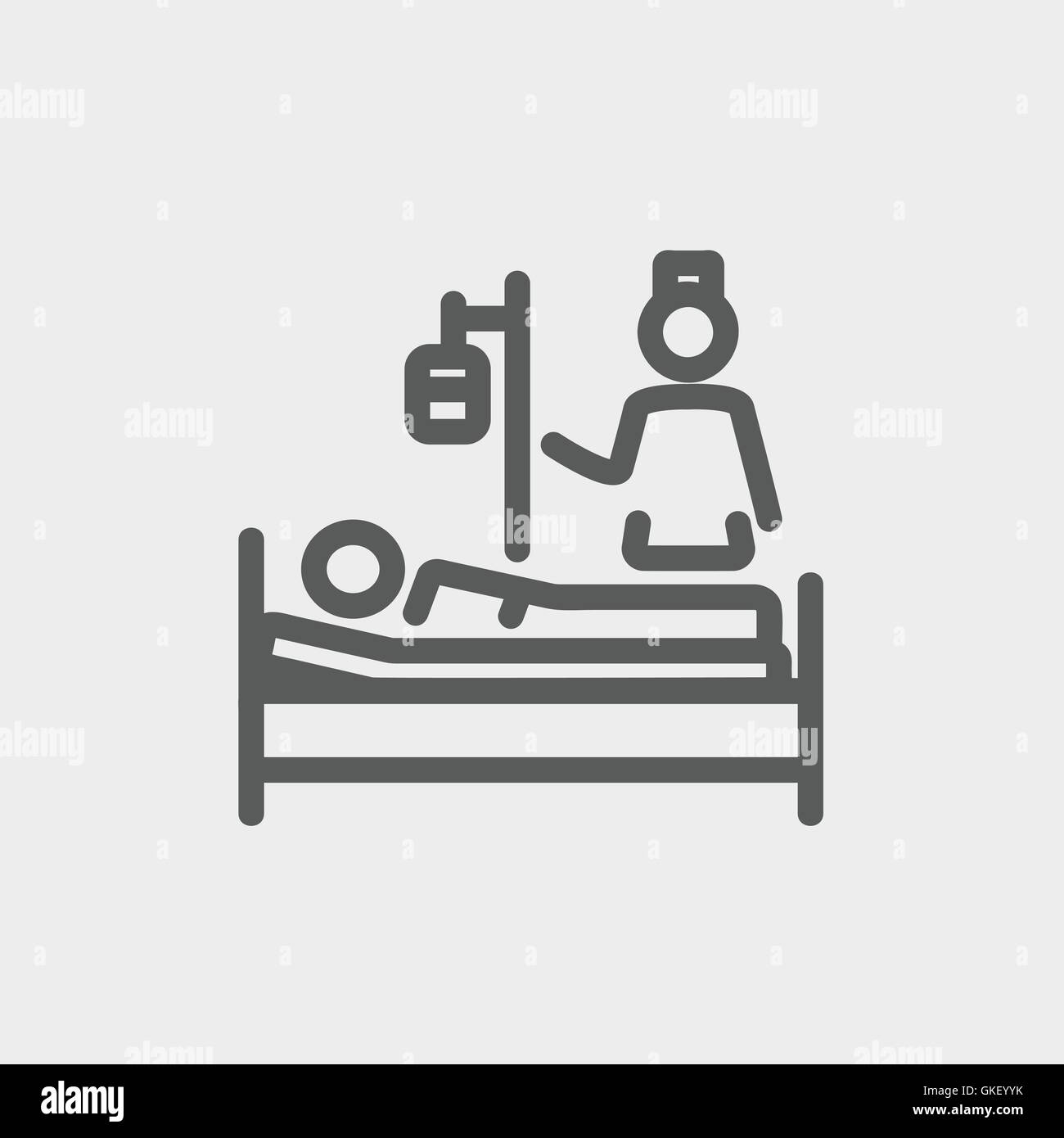 Nurse attending a sick patient thin line icon Stock Vector Image & Art ...
