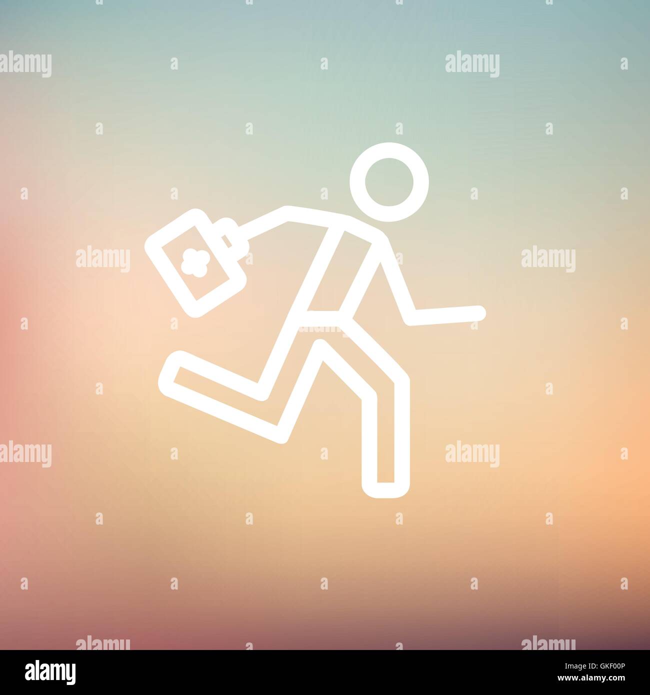 Paramedic running with first aid kit thin line icon Stock Vector Image ...