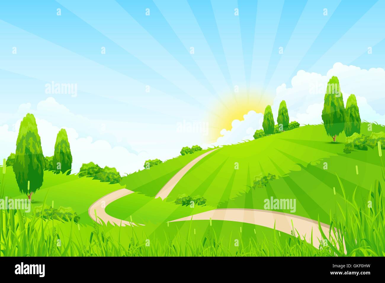 Natural landscape hills trees Stock Vector Images - Alamy