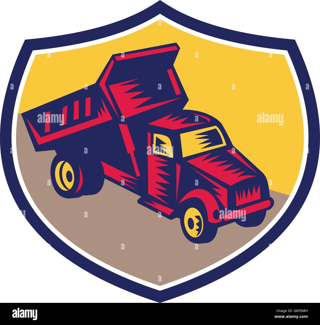 Dump Truck Shield Woodcut Stock Vector Image & Art - Alamy