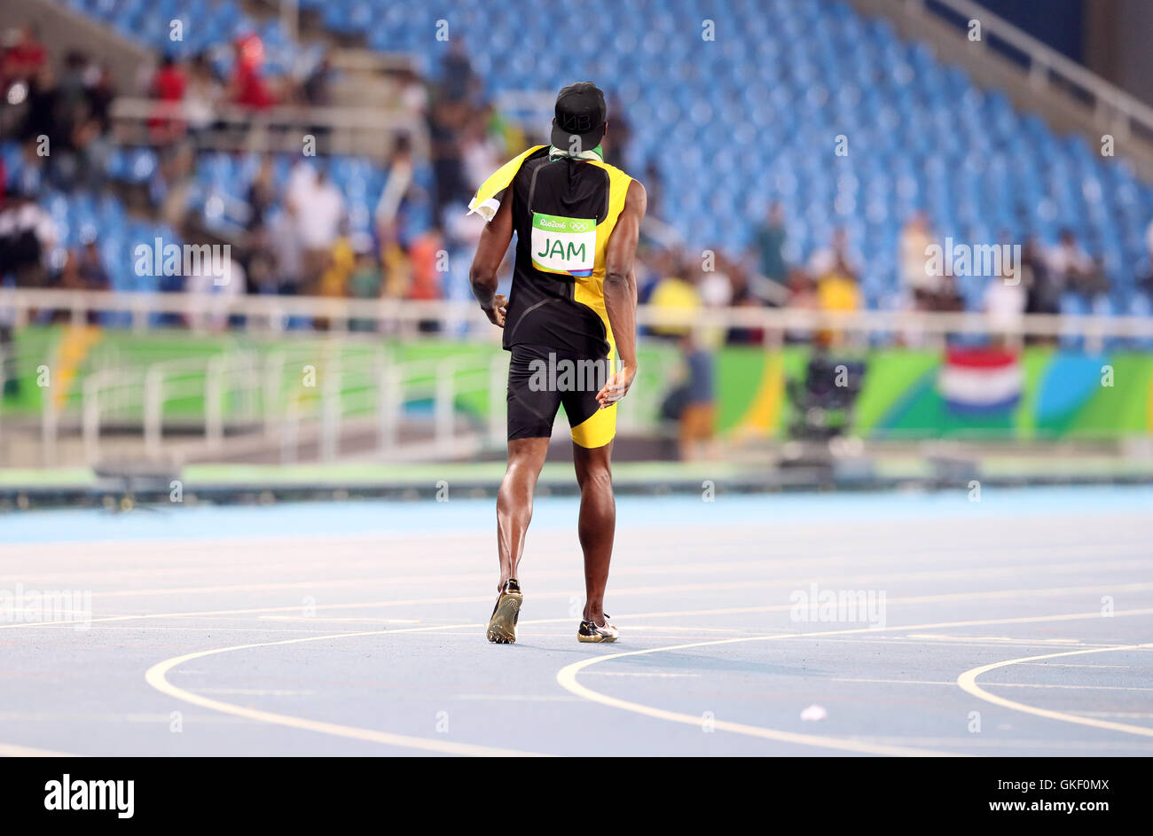 Jamaica's Usain Bolt celebrates after anchoring his Men's 4 x 100m ...