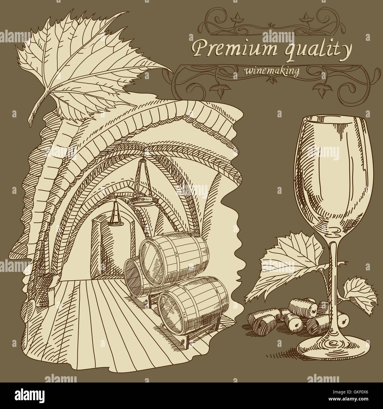 Barrel wine cellar Stock Vector Images - Alamy