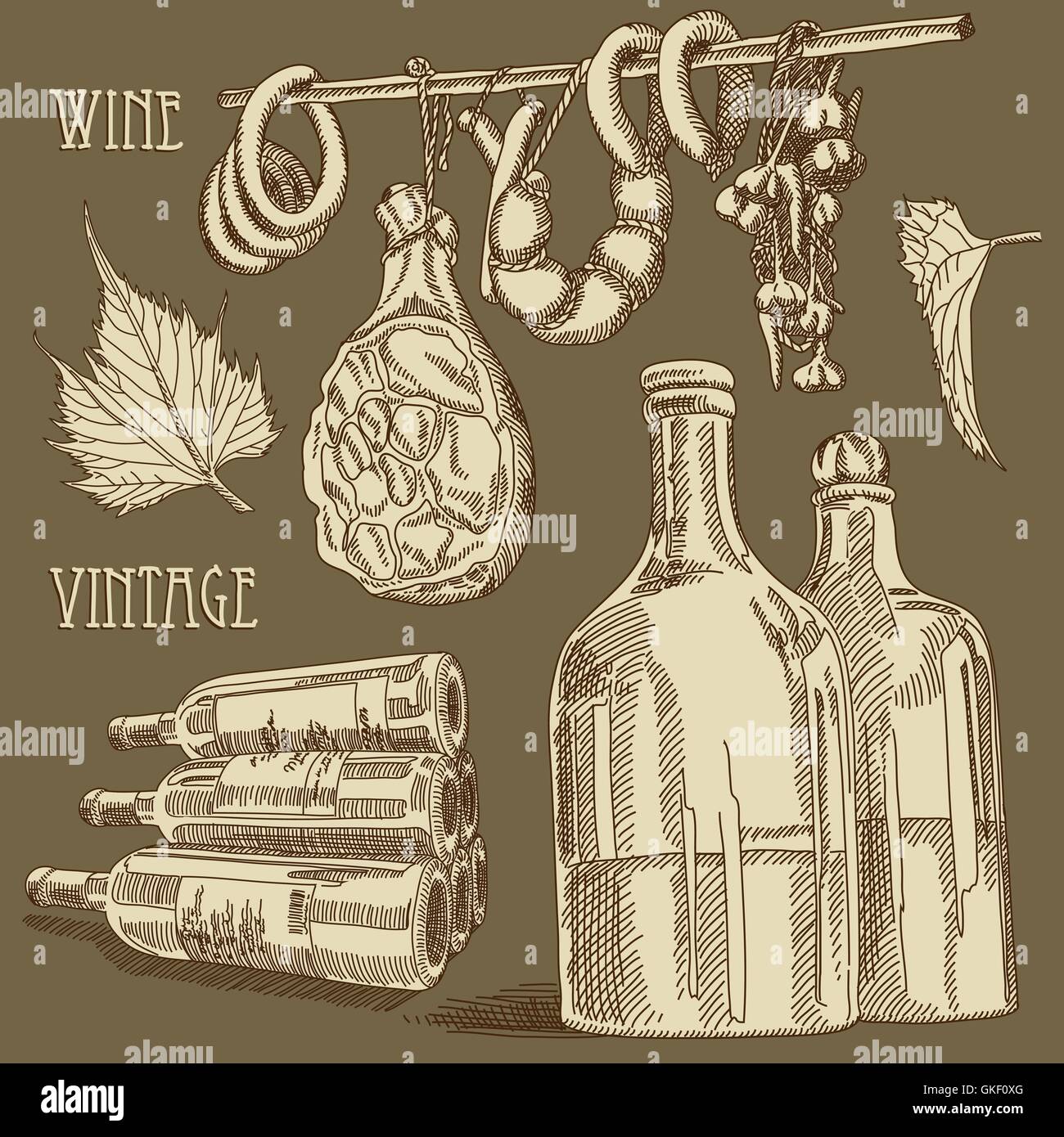 Snack with wine Stock Vector Images - Alamy