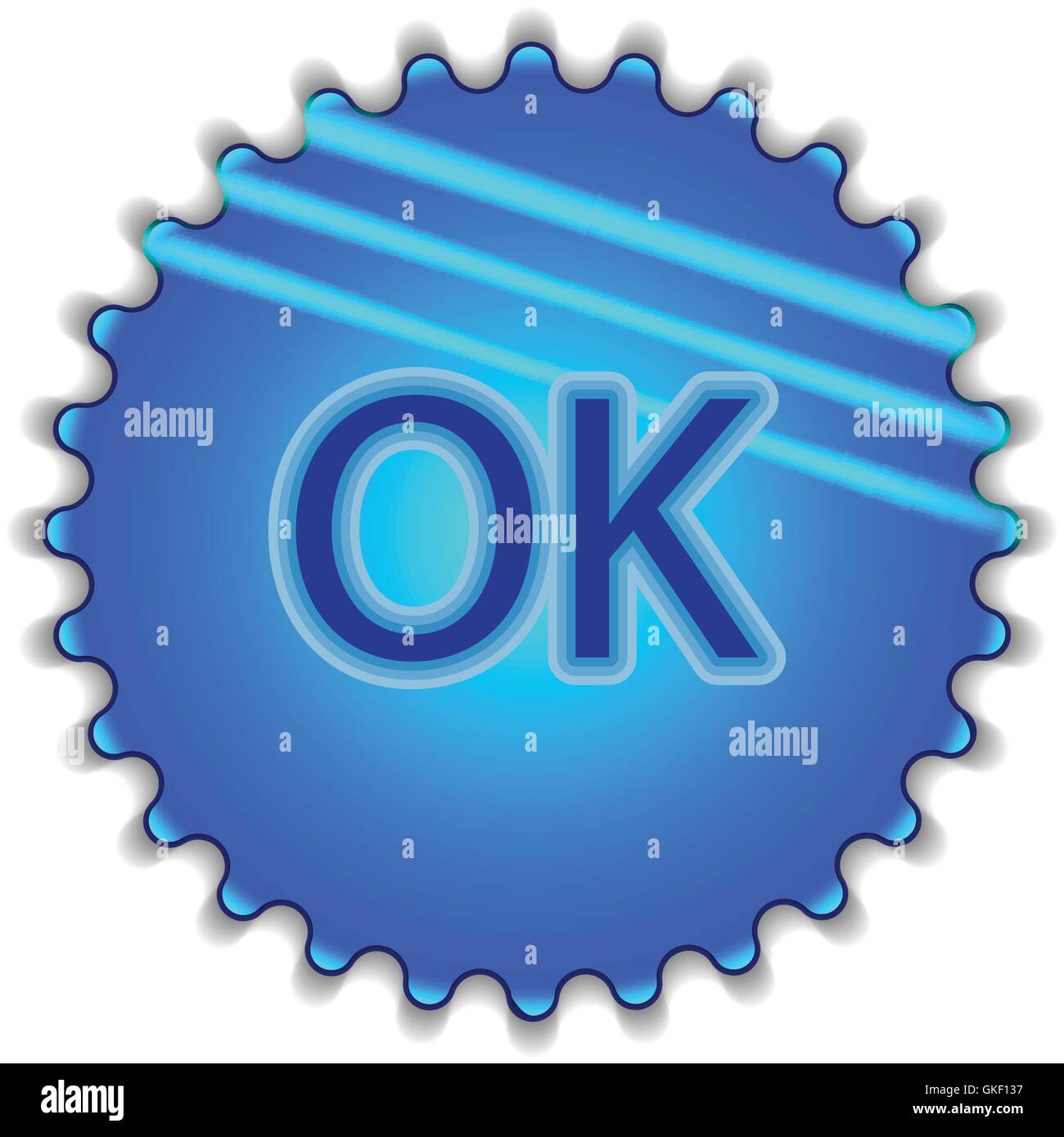 Big blue button labeled "OK Stock Vector Image & Art - Alamy