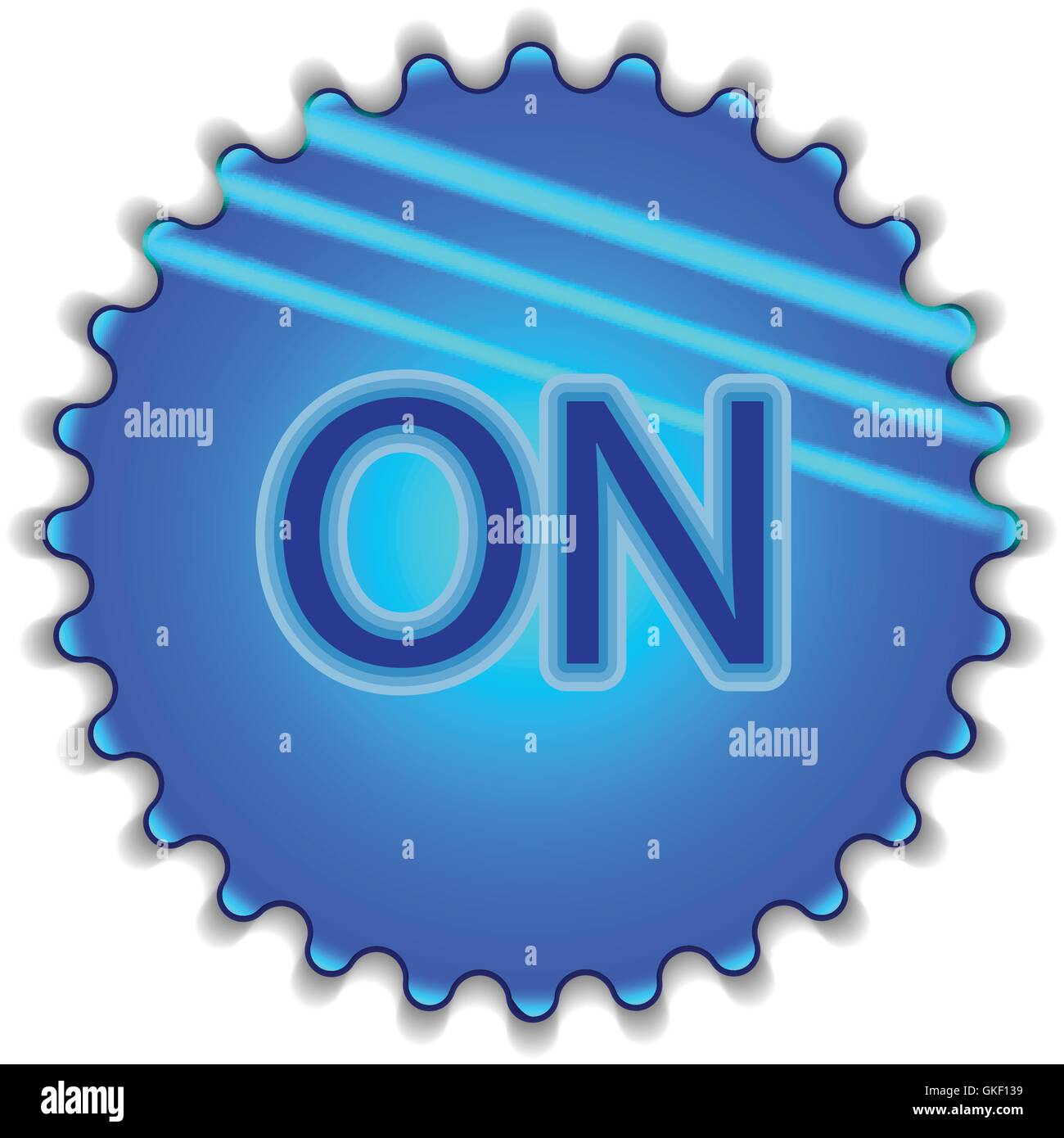 Big blue button labeled "ON Stock Vector Image & Art - Alamy