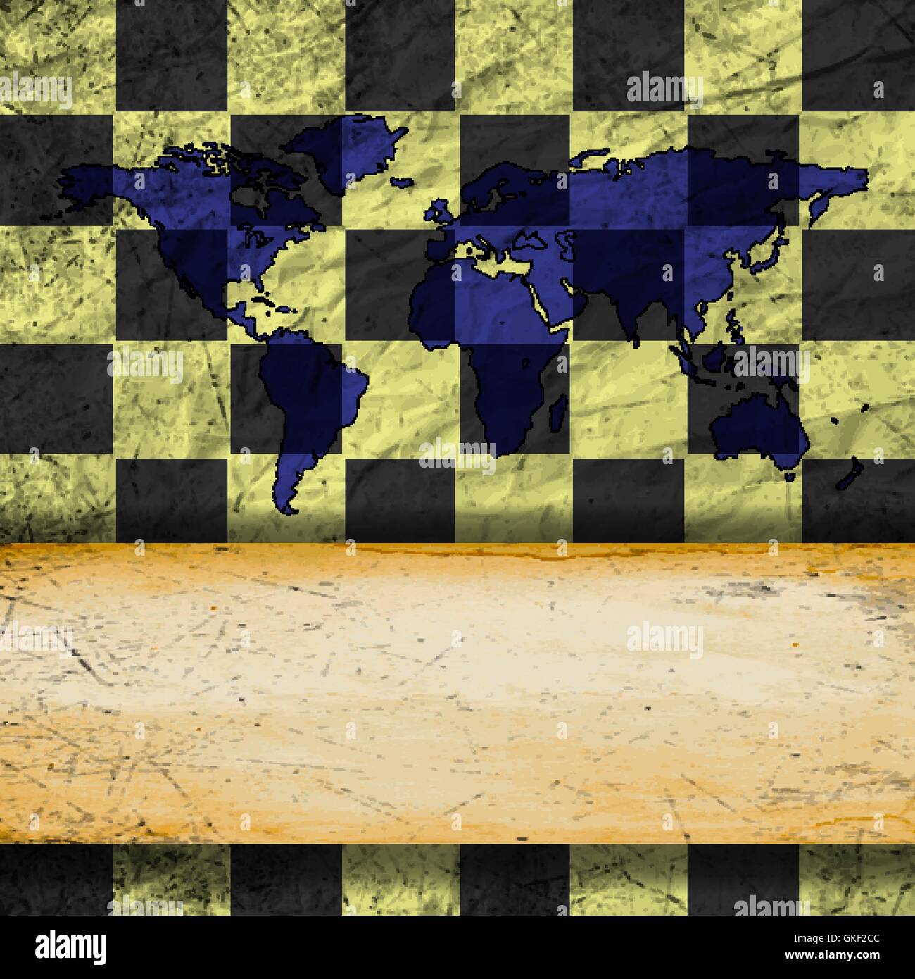 vintage crack old scratched empty chess board. abstract grunge ...