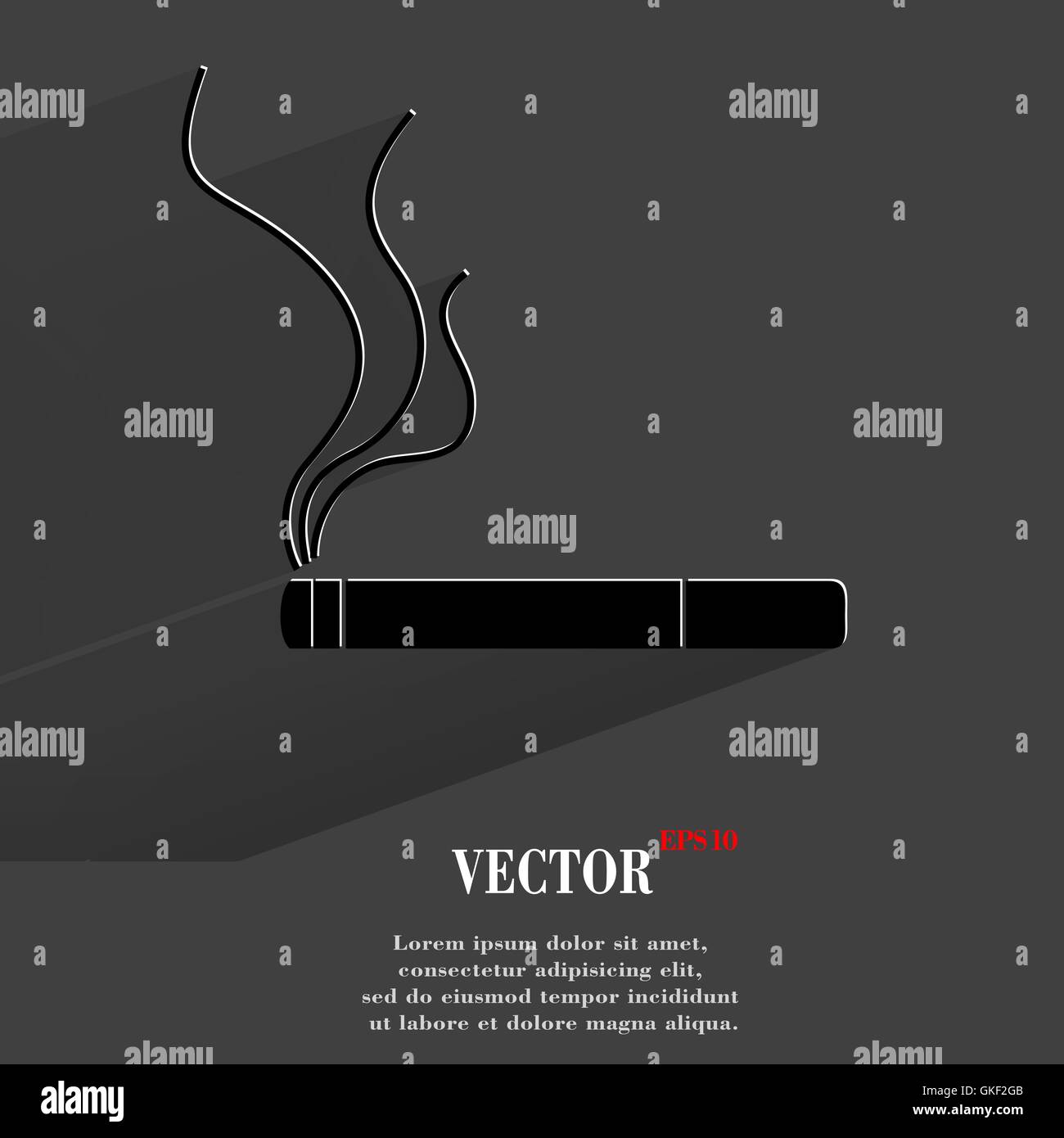Smoking sign. cigarette. Flat modern web button with long shadow and ...