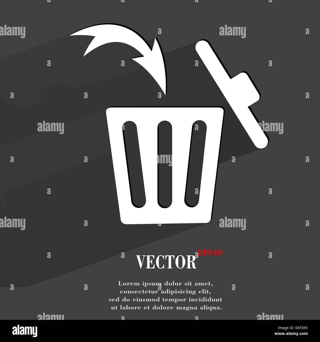 Trash bin. Flat modern web button with long shadow and space for your text Stock Vector Image ...