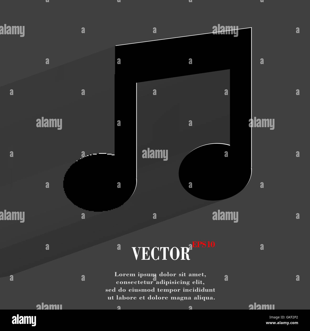 Music note. Flat modern web button with long shadow and space for your ...