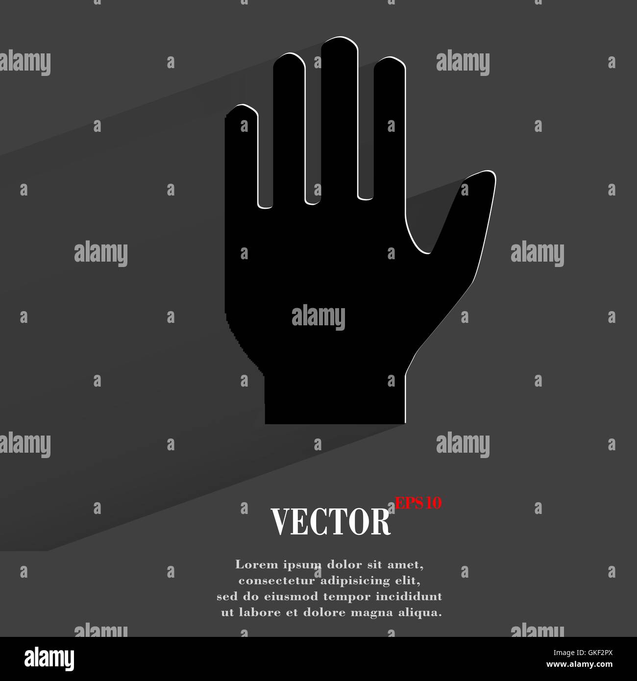 Stop. hand. Flat modern web button with long shadow and space for your ...