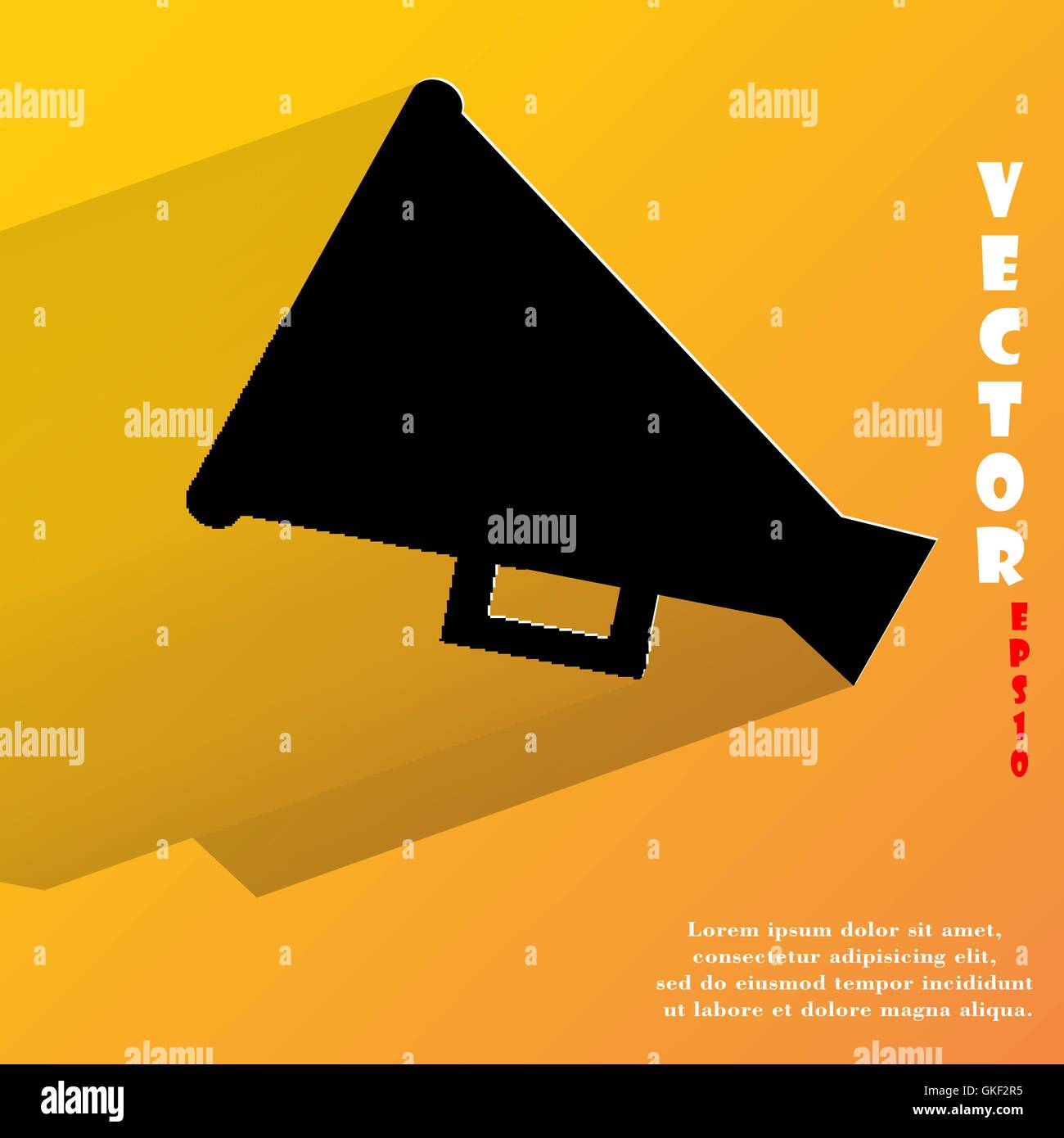 Megaphone, Loud-hailer .Flat modern web button with long shadow and space for your text Stock ...