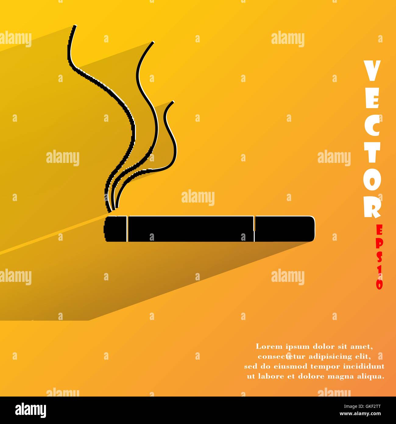 Smoking sign. cigarette. Flat modern web button with long shadow and ...