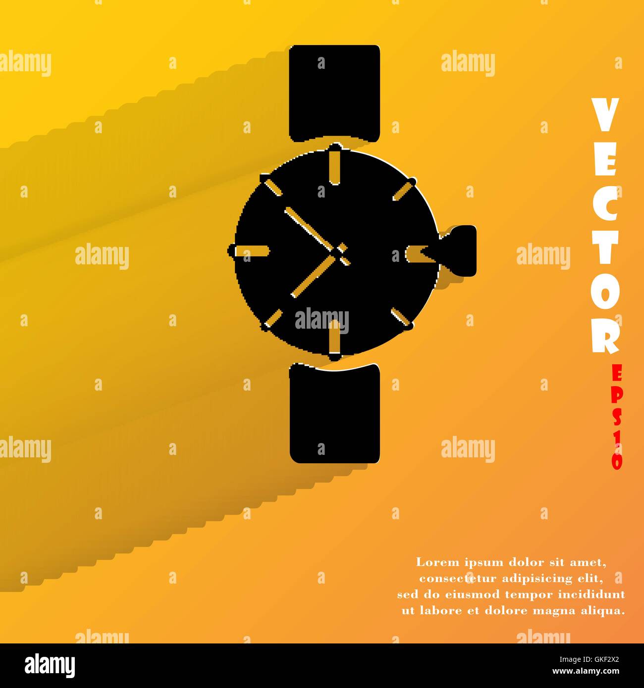 Watch,clock. Flat modern web button with long shadow and space for your ...