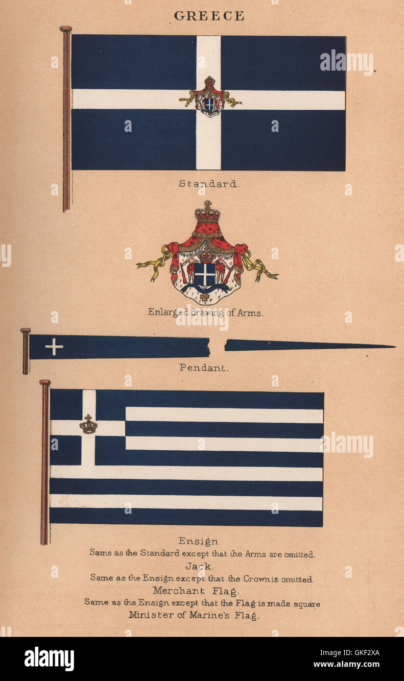 GREECE FLAGS. Standard Arms Pendant Ensign Jack Merchant Minister of ...