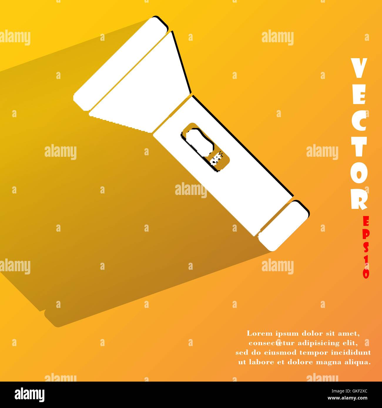 Flashlight . Flat modern web button with long shadow and space for your ...