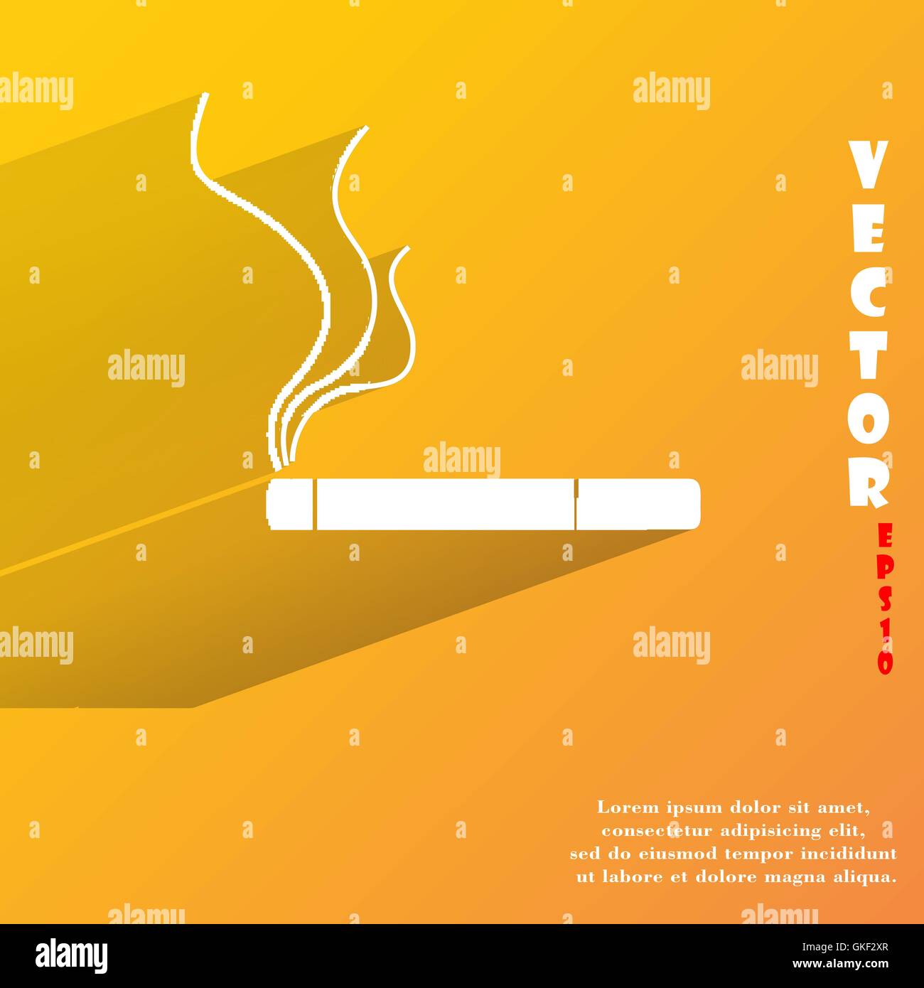 Smoking sign. cigarette. Flat modern web button with long shadow and ...