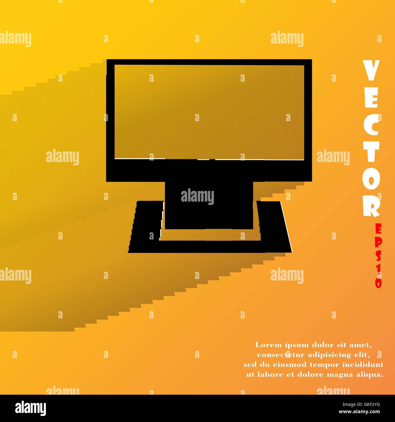 Computer. Flat modern web button with long shadow and space for your text Stock Vector Image ...