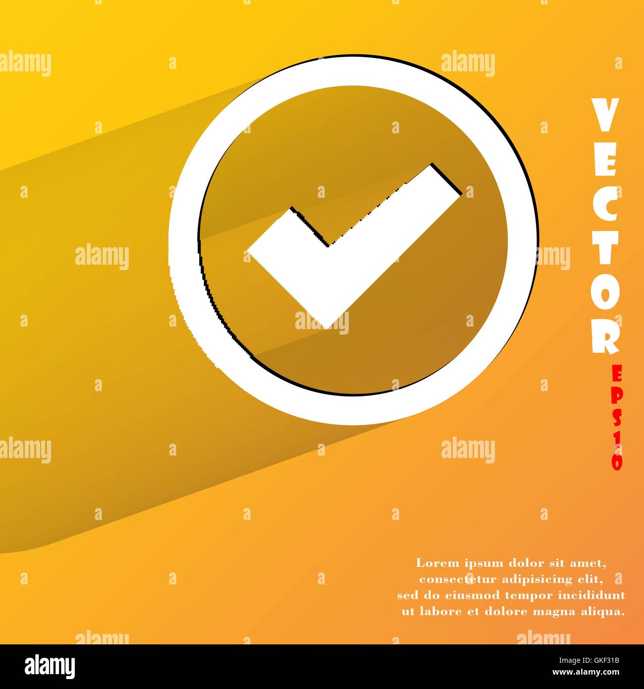 check mark. Flat modern web button with long shadow and space for your text Stock Vector Image ...