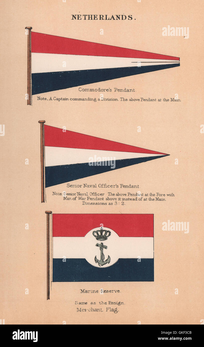 NETHERLANDS FLAGS Commodore's Pendant. Senior Naval Officer. Marine ...
