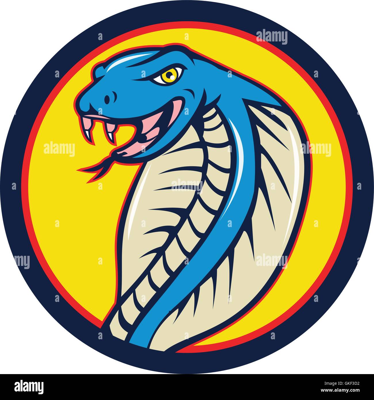 Cobra Viper Snake Head Attacking Circle Cartoon Stock Vector Image ...