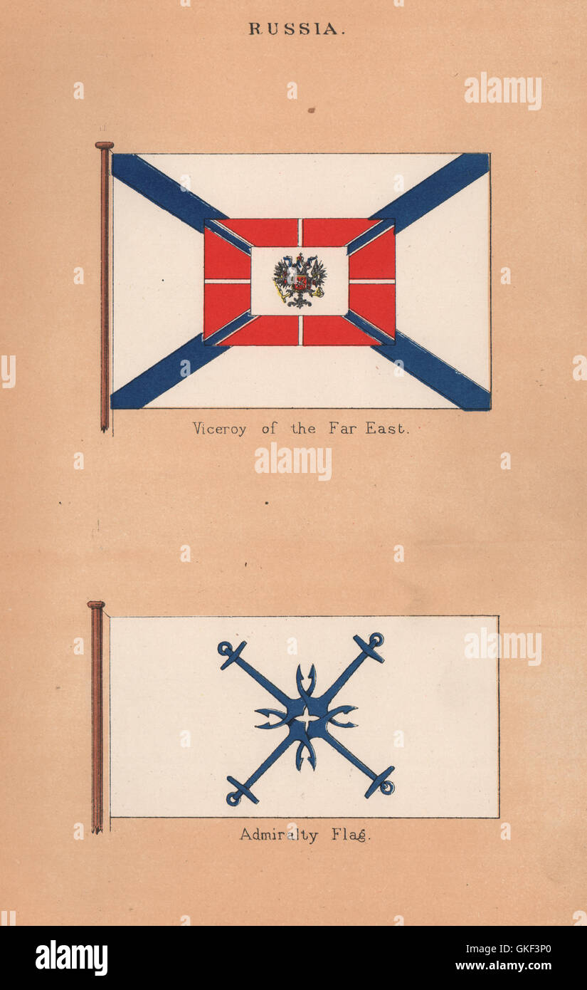 RUSSIA FLAGS. Viceroy of the Far East. Admiralty Flag, antique print ...