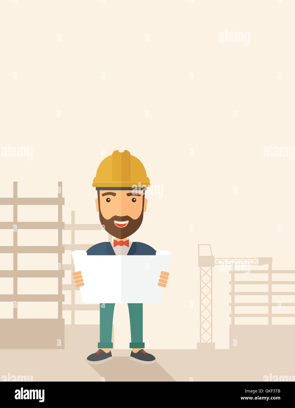 Construction worker holding the plan Stock Vector Image & Art - Alamy