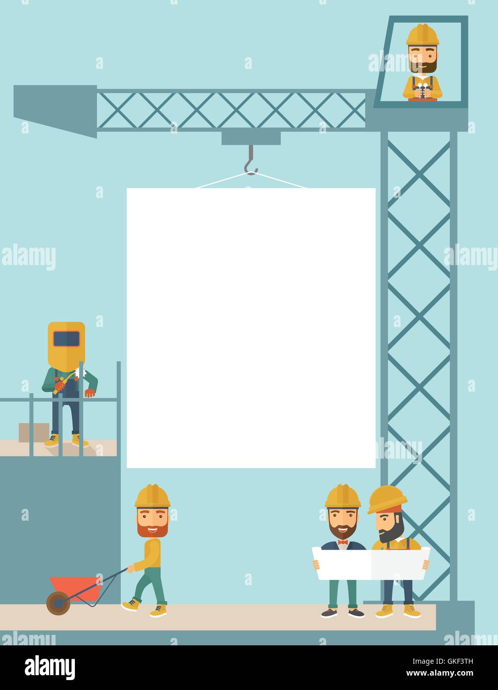 Team work cartoon crane construction hi-res stock photography and ...