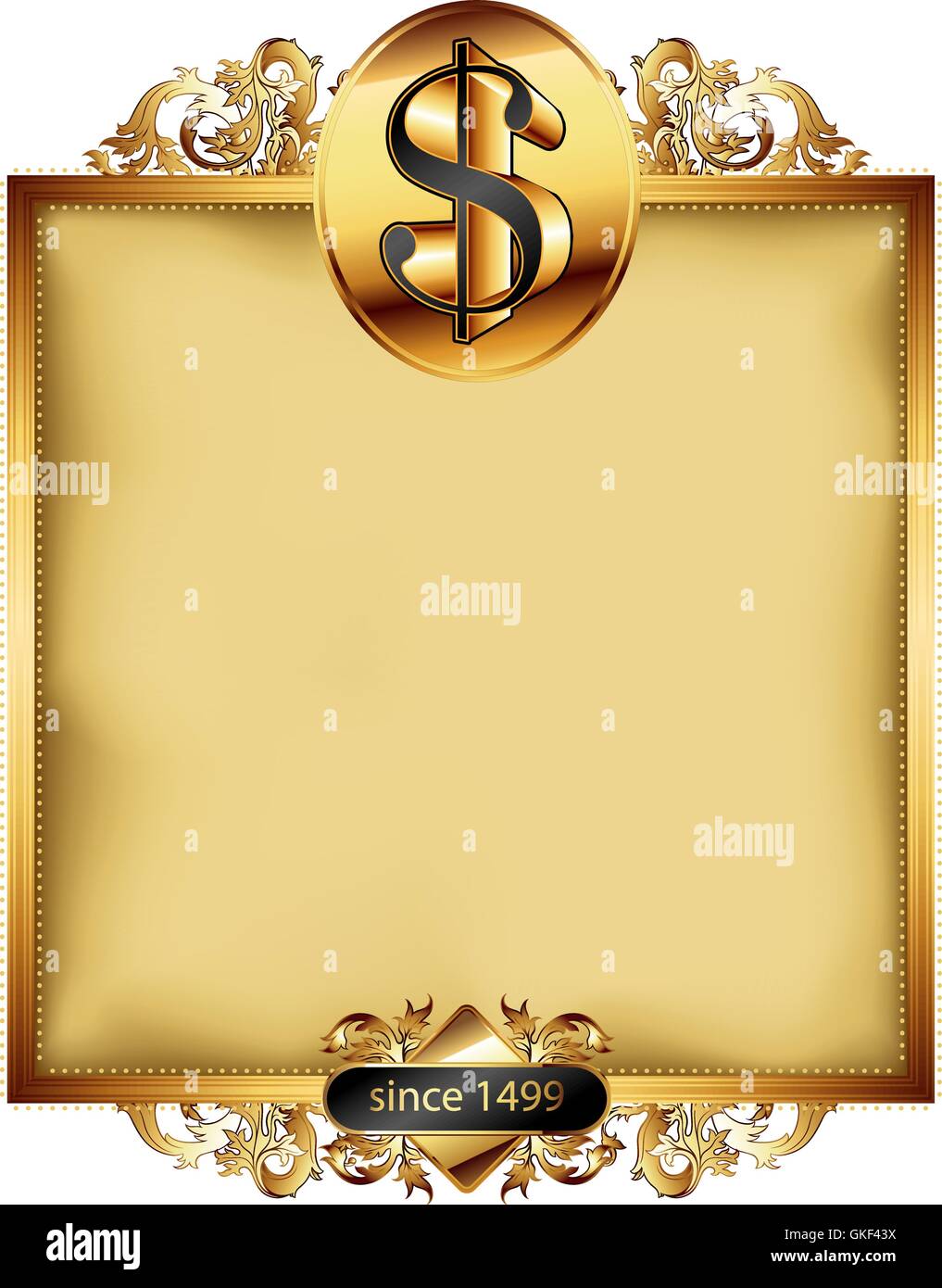 ornate frame with dollar symbol Stock Vector Image & Art - Alamy