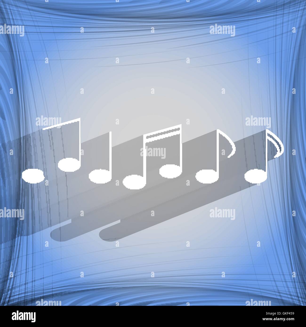 Music elements notes web icon on a flat geometric abstract background ...