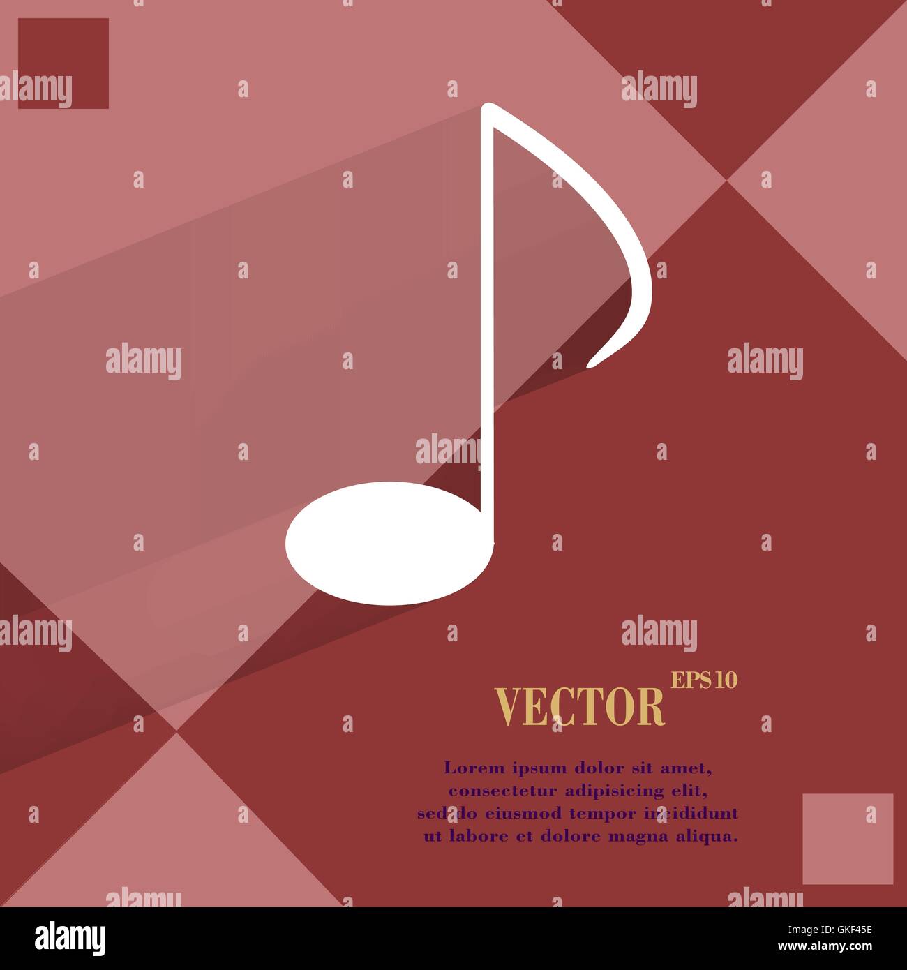 Music elements notes web icon on a flat geometric abstract background ...