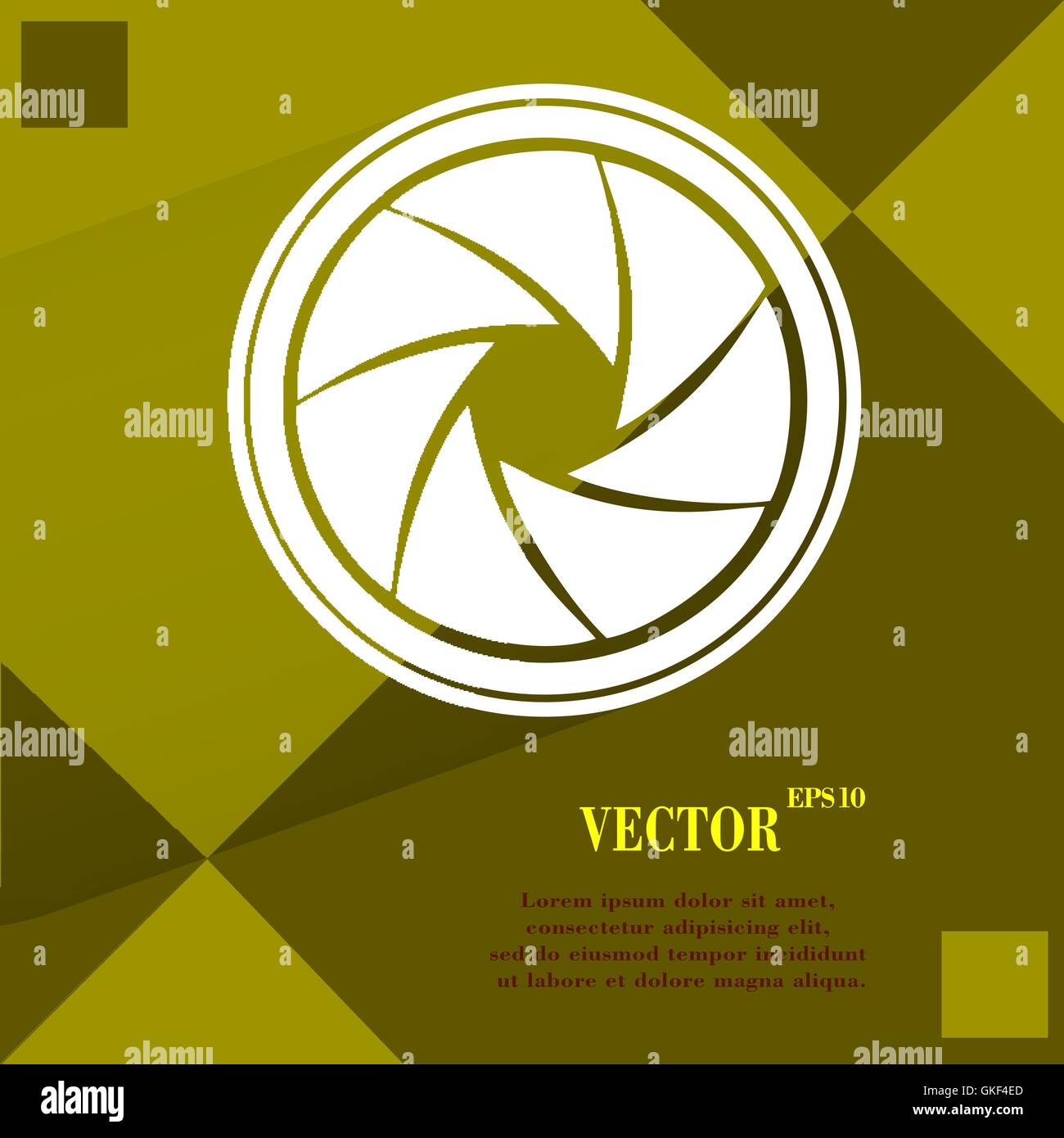 Photo camera diaphragm. Flat modern web button on a flat geometric abstract background Stock ...