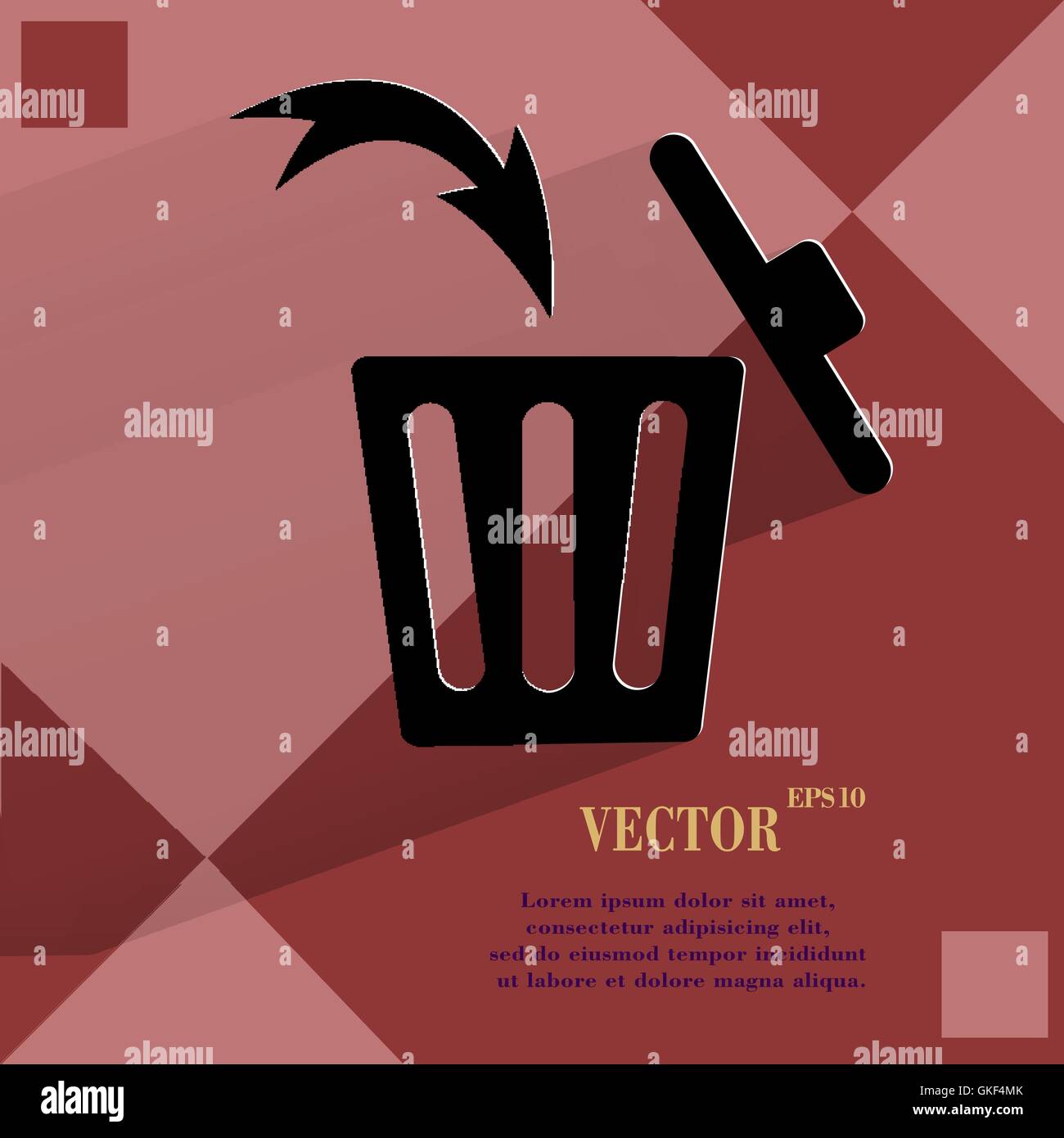 Trash bin. Flat modern web button on a flat geometric abstract ...