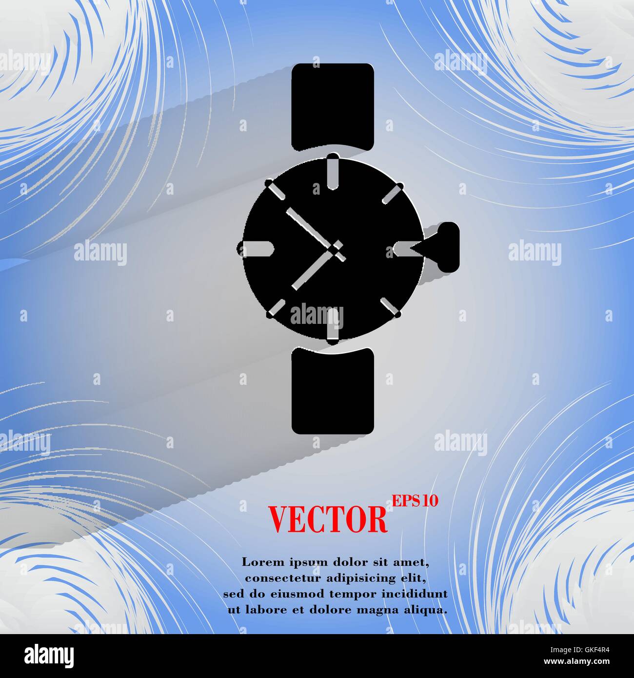 Watch,clock. Flat modern web button on a flat geometric abstract ...