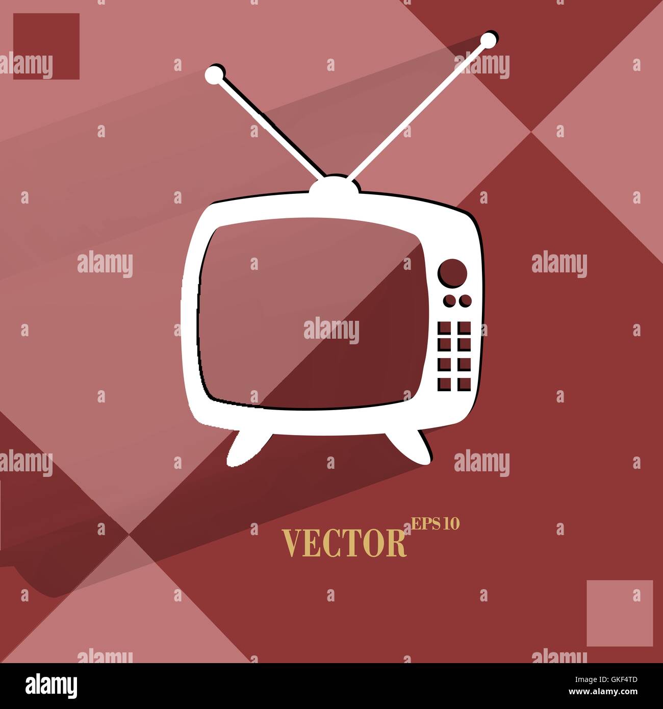 Retro tv. Flat modern web button on a flat geometric abstract ...