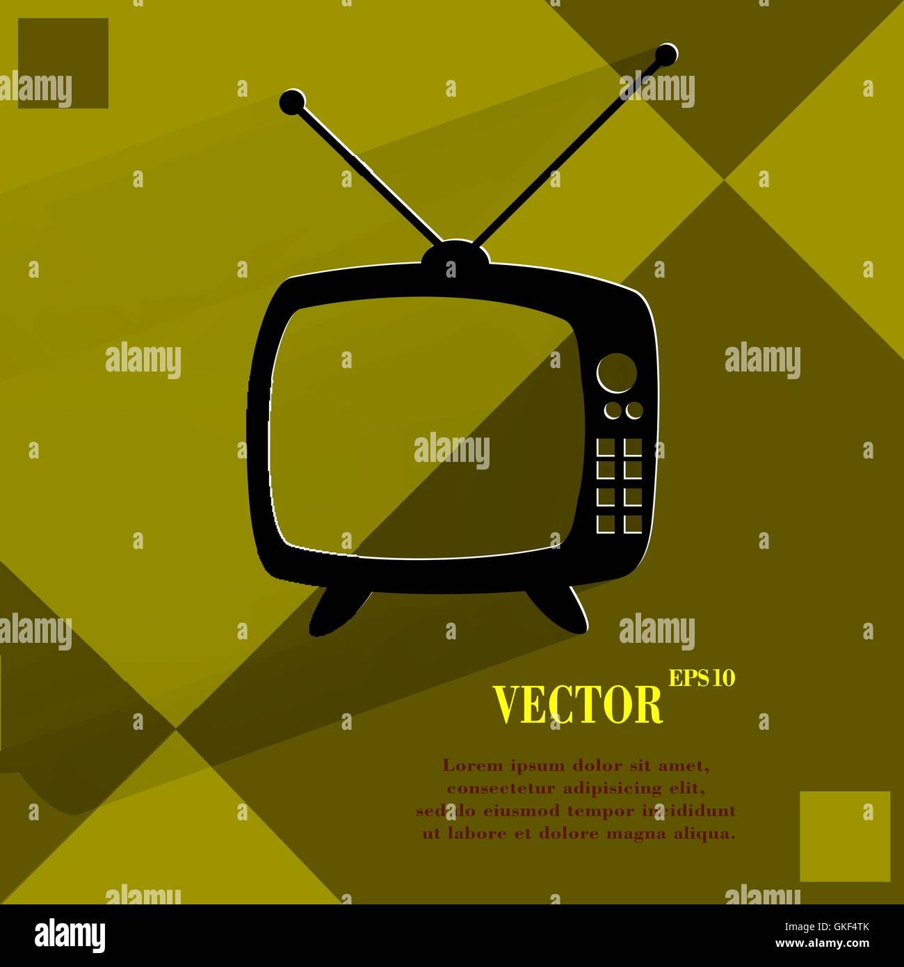Retro tv. Flat modern web button on a flat geometric abstract ...